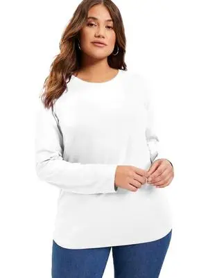 JUNE + VIE Long-sleeve Crewneck T-shirt - White