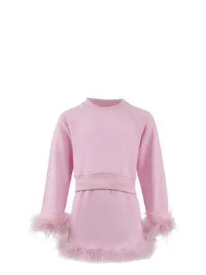 LOLA + THE BOYS Feather-trimmed Two-piece Set - Pink