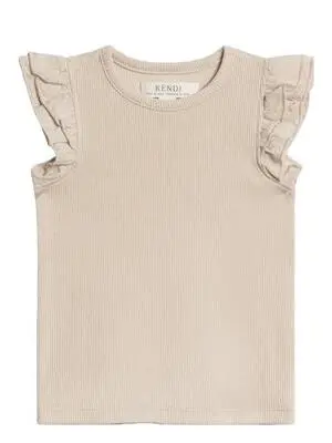 COLORED ORGANICS Daphne Ribbed Tank With Eyelet Ruffle - Oat