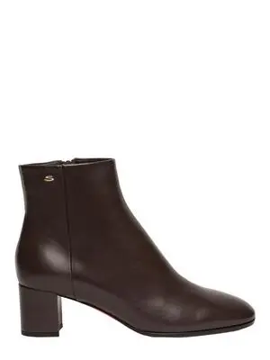 Santoni Leather Mid-heel Ankle Boots - Brown