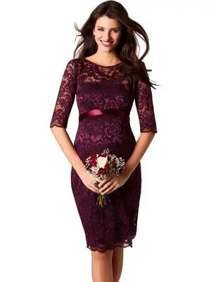 TIFFANY ROSE MATERNITY Amelia Maternity Lace Dress - Claret