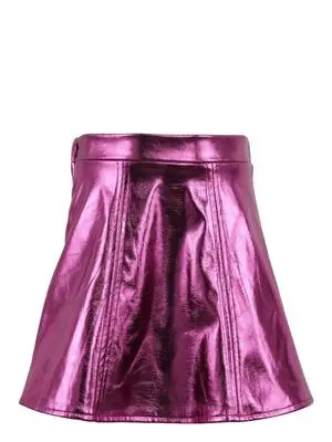 LOLA + THE BOYS Metallic Leather Flared Skirt - Pink