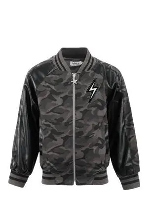 LOLA + THE BOYS Camo Flash Bomber Jacket - Black