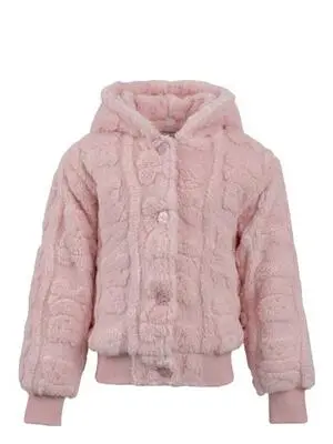 LOLA + THE BOYS Plush Teddy Bear Hooded Jacket - Pink