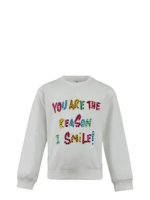 LOLA + THE BOYS You Are The Reason I Smile Sweatshirt - White