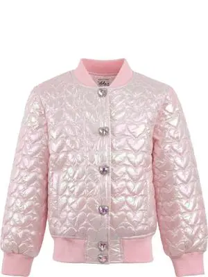 LOLA + THE BOYS Quilted Hologram Jacket - Pink