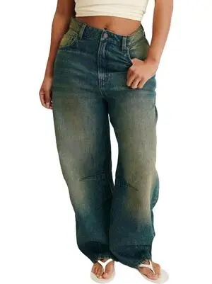 COTTON ON Curvy Barrel Jean Y2k Washed Blue