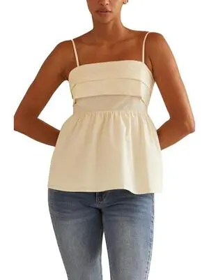 CRESCENT Pleated Babydoll Camisole Top Cream