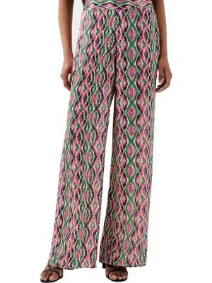 SCALPERS Rombo Print Straight Trousers - Purple-green
