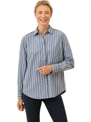 PACT Organic Cotton All Day Poplin Classic Shirt - Berkeley Stripe