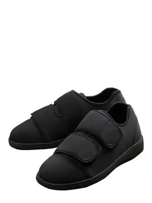 KINGSIZE Extra Wide Antimicrobial Walking Shoe With Adjustable Straps - Black