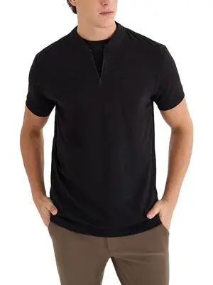URBAN PERFORMANCE Pima Cotton Tech Piquet High Neck Polo - Black