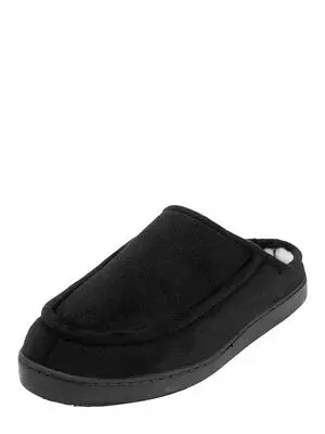 KINGSIZE Microsuede Clog Slippers With Padded Footbed - Black