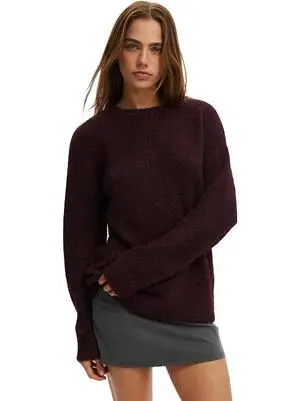 COTTON ON Luxe Crew Neck Sweater Dreamy Deep Pomegrante