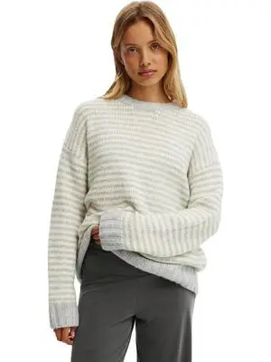 COTTON ON Luxe Crew Neck Sweater Lofty Grey Whipped Butter
