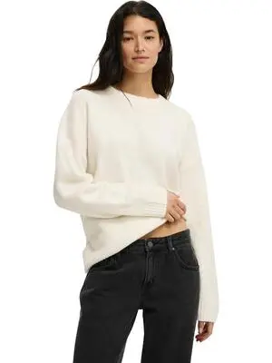 COTTON ON Luxe Crew Neck Sweater - Porcelain