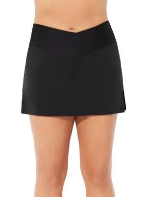 SWIMSUITS FOR ALL High Waist Side Slit Skirt - Black