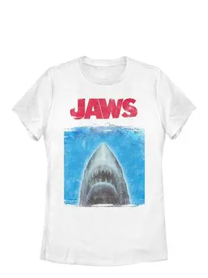 JAWS Shark Movie Poster Graphic T-shirt - White