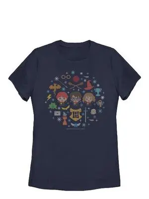 HARRY POTTER Chibi Friends Graphic T-shirt - Navy Blue