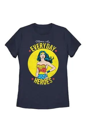 WONDER WOMAN Moms Are Everyday Heroes Graphic T-shirt - Navy Blue