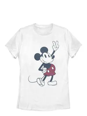 MICKEY & FRIENDS Plaid Mickey Mouse Retro Graphic T-shirt - White