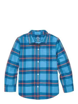 PRIMARY Long Sleeve Plaid Flannel Shirt - Cornflower Clementine Plaid