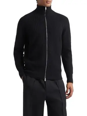 John Smedley Mallam Recycled Cashmere & Merino Wool Zip Cardigan - Black