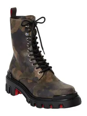CHRISTIAN LOUBOUTIN Trott Dune Camo Print Combat Boot - Cafe/green