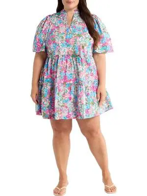 SUGARLIPS Avery Blossom Dixie Tiered Cotton Dress - Dusty Pink