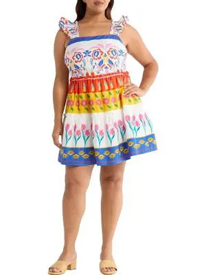 SUGARLIPS Mixed Print Cotton Mini Sundress