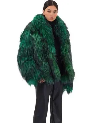 Gorski Collared Goat Fur Jacket - Green