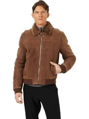 Gorski Merino Shearling Bomber Jacket Camel Pattern