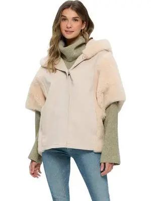 Gorski Cashmere Jacket With Genuine Shearling Trim - Light Beige