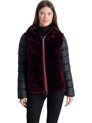 Gorski Shearling Parka - Burgundy/black