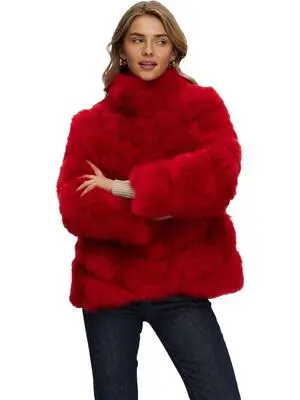 Gorski Genuine Shearling Jacket Red