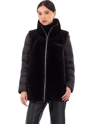 Gorski Shearling Jacket With Detachable Sleeves - Black/brown Lprd