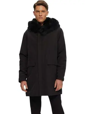 Gorski Parka With Genuine Shearling Trim - Black/black