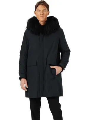 Gorski Parka With Genuine Shearling Trim Navy/black