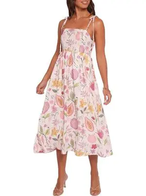 PETAL & PUP Stazie Floral Linen Blend Midi Sundress - Garden Floral