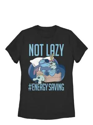 LILO & STITCH Not Lazy, Saving Energy" Graphic T-shirt - Black