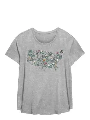 LOST GODS State Flower Map Graphic T-shirt - Heather Gray