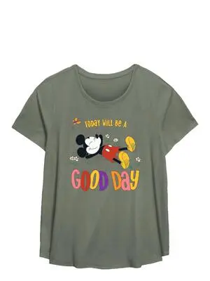 MICKEY & FRIENDS Today Will Be A Good Day" Graphic T-shirt - Sage Green