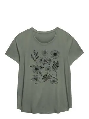 LOST GODS Floral Graphic T-shirt - Sage Green