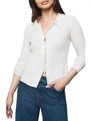 Splendid Georgie Two-way Zip Sweater - Pale Oak Heather