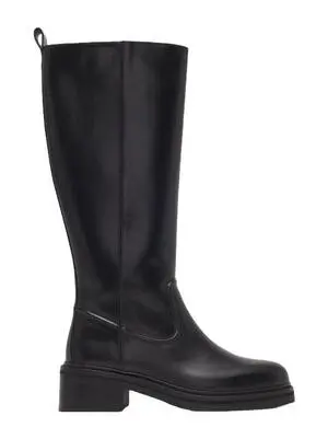 Maje Smooth Leather Riding Boots - Black