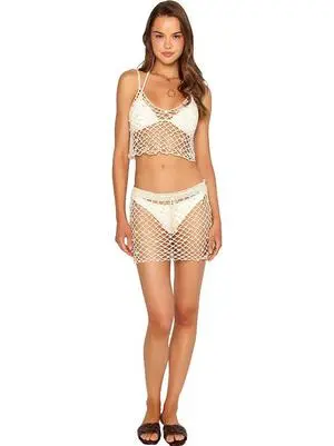 BEACH BUNNY Crochet Mini Skirt With Pearl Details - Ivory