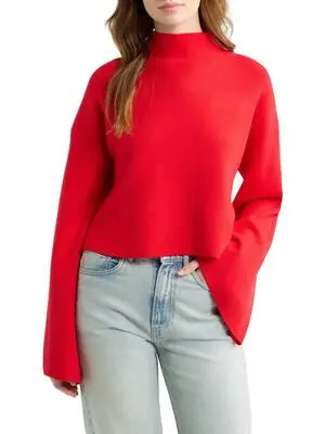 Deluc Chuck Crop Funnel Neck Sweater Red