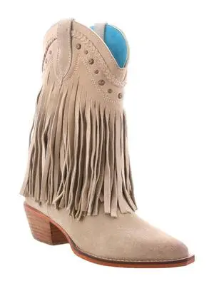 ROAN Setup Fringe Suede Boots - Bone Suede