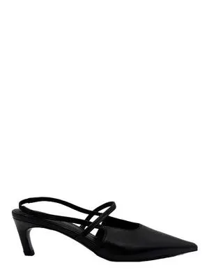 AMIE RAFA Embossed Crocodile Slingback Heels - Black