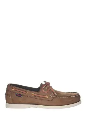 SEBAGO Sebago Docksides Portland Nubuck Boat Shoes Brown Dk-yellow Gold